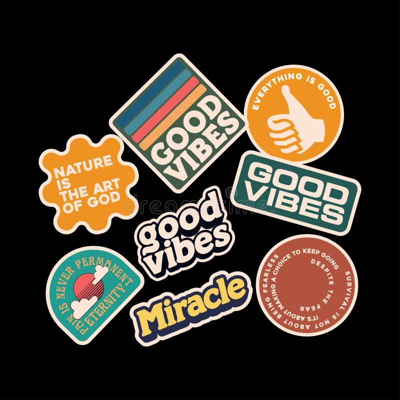 Cute Vintage Sticker Pack Aesthetic Quotes Print Design Templates Stock ...