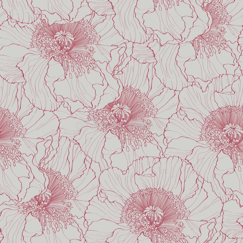 Floral Seamless Pattern. Flower Poppy Background Stock Illustration ...