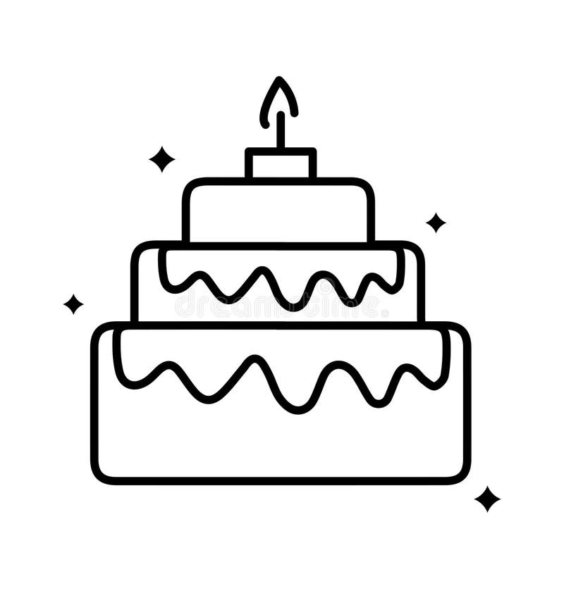 Birthday Stores Cake Thin Line Icon, Birthday Three Tiered Cake Sign on ...