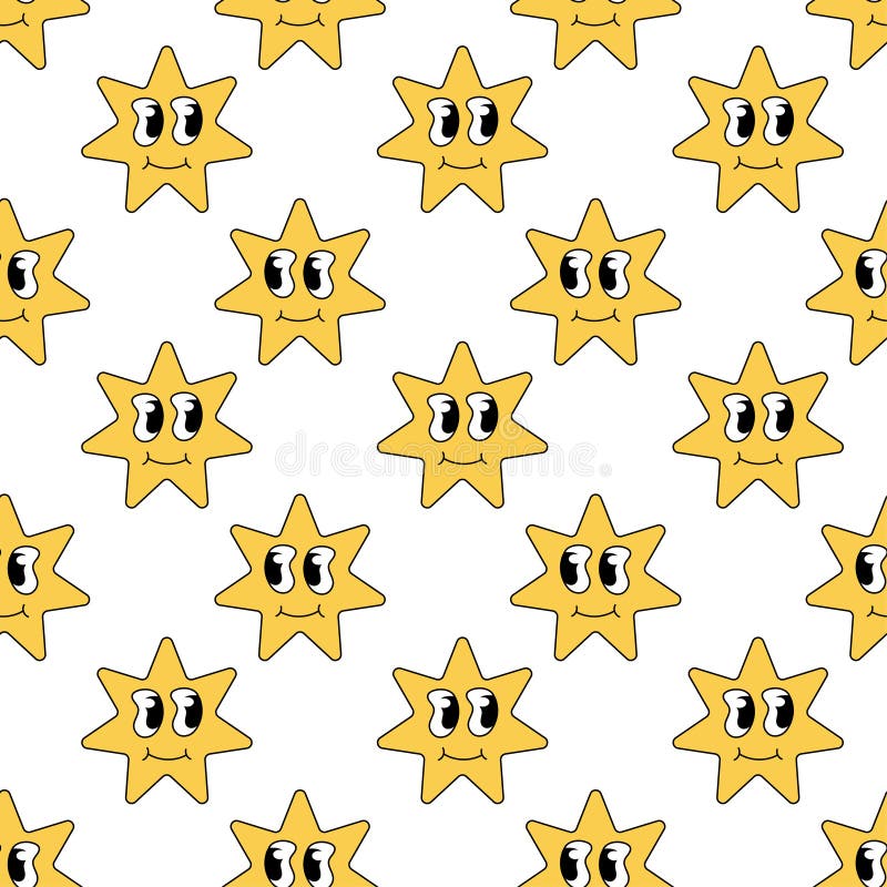 Groovy Star Character Vector Illustration. Stock Vector - Illustration ...