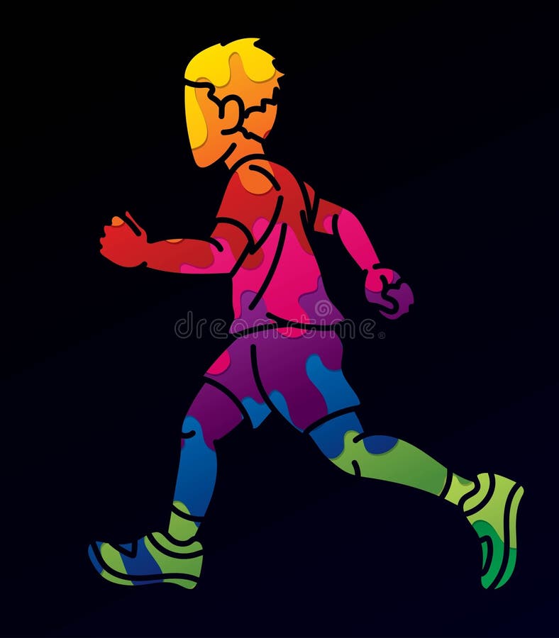 A Boy Start Running Action Cartoon Sport Graphic Stock Vector ...