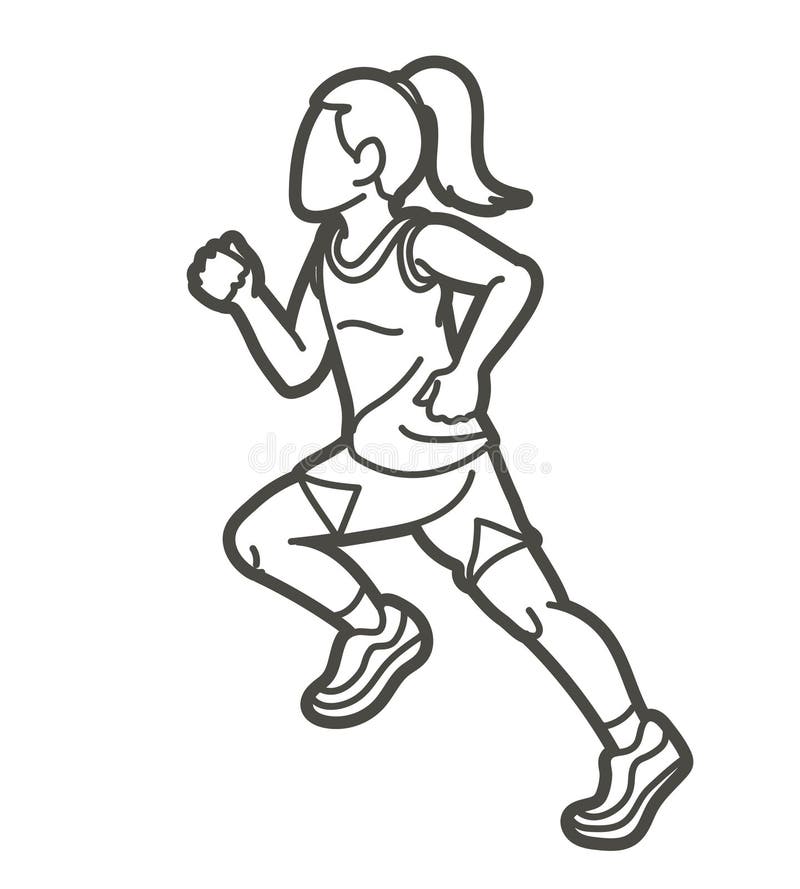 A Girl Start Running Action Cartoon Sport Graphic Vector Stock Vector ...