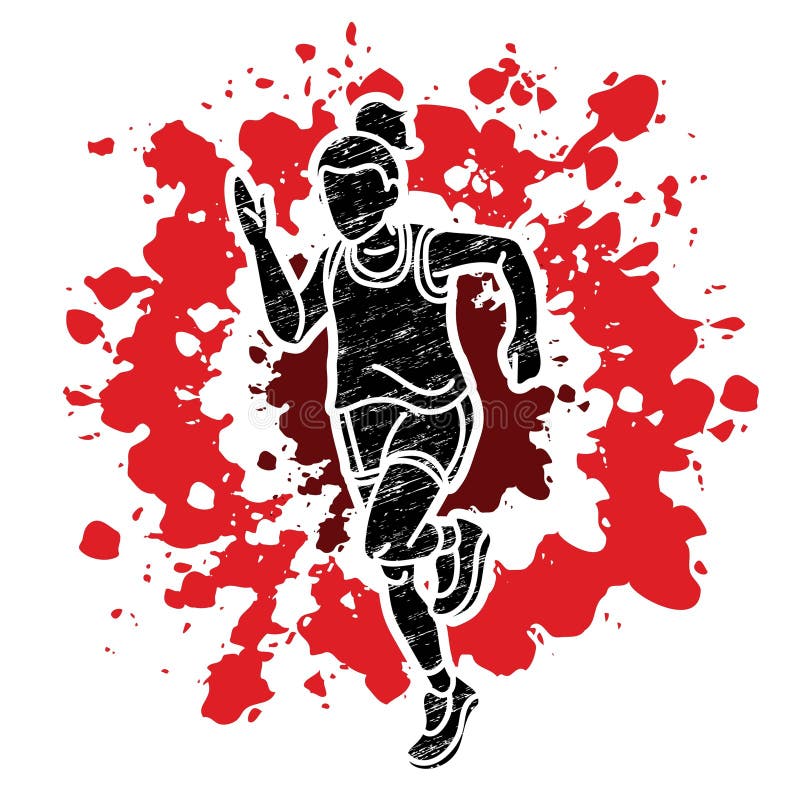 A Girl Start Running Action Jogging Movement Cartoon Sport Graphic ...