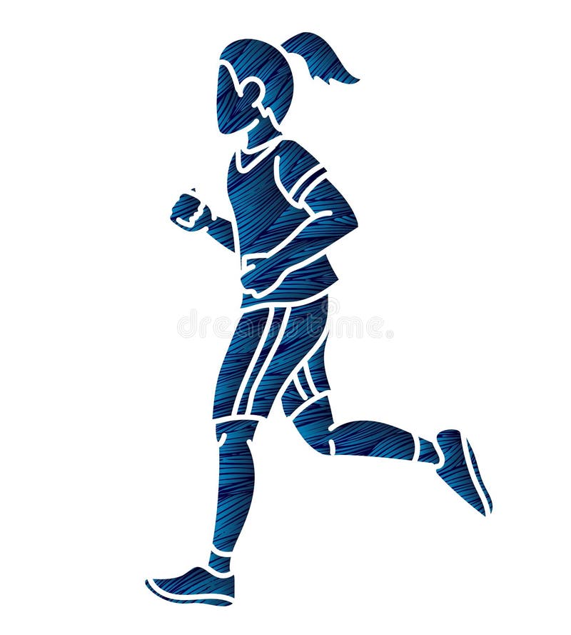 A Girl Start Running Action Jogging Movement Cartoon Sport Graphic ...