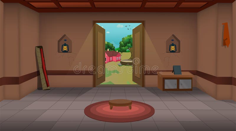 Village Room Inside Cartoon Background Vector Artwork Poor Room ...