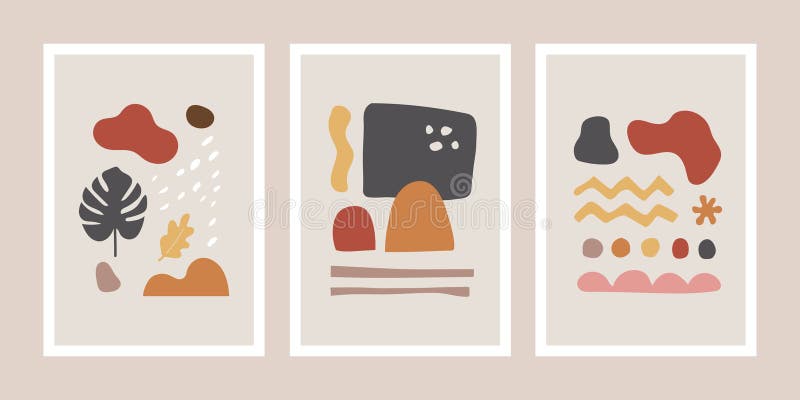 Cover Template Collection with Hand Drawn Organic Shapes Stock Vector ...