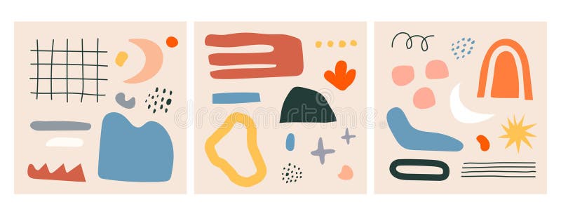 Collection of Patterns of Various Abstract Shapes and Hand Drawn Doodle ...