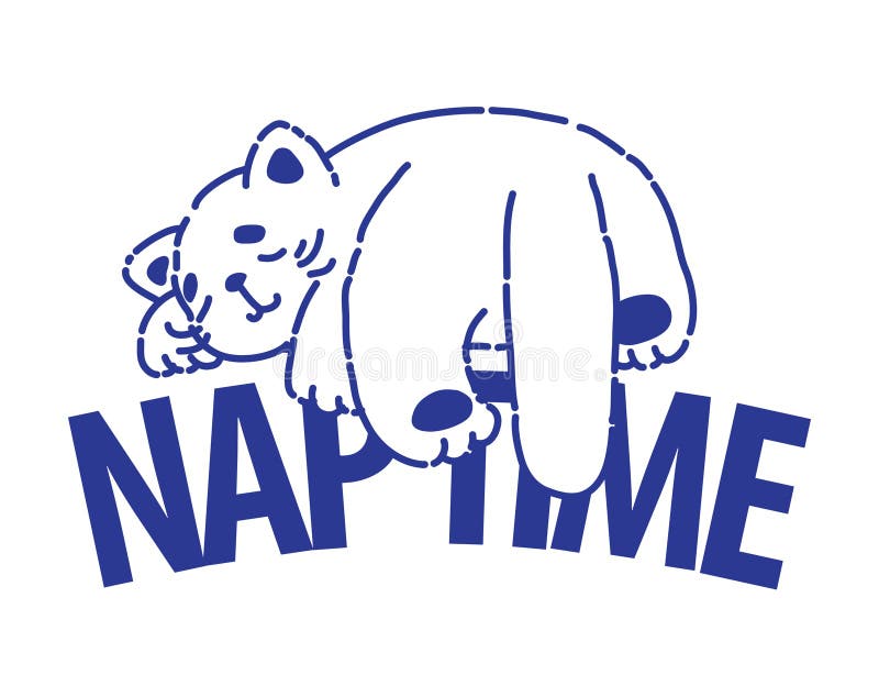 Nap Time Logotype Template with Cute Smiling Sleeping Cat Stock Vector ...
