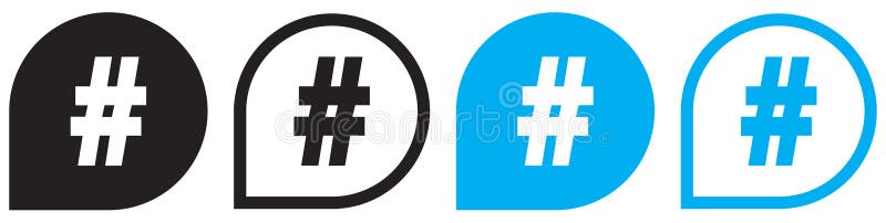 PrintHashtag Icon Set, Social Media Hashtag Symbol, Hashtag Sing Stock ...