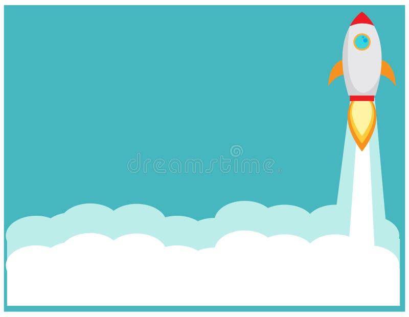 Rocket Ship Flies Up with Sky Clouds Stock Vector - Illustration of ...