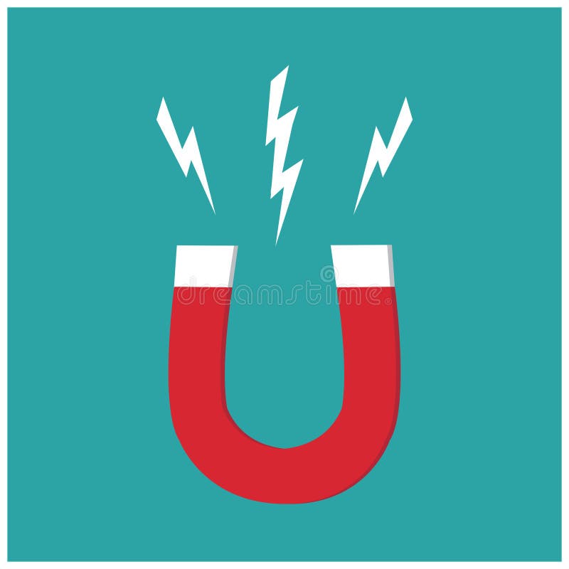 U-shaped Magnet Icon,Red Horseshoe Magnet with Magnetic Power Sign ...