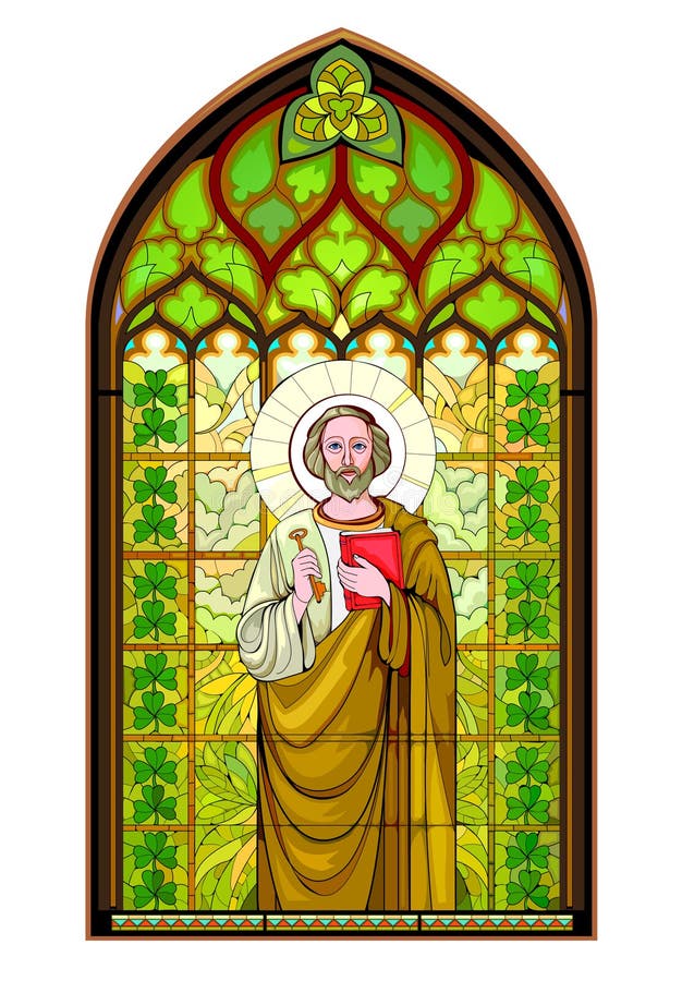Beautiful Colorful Medieval Stained Glass Window with Holy Apostle ...