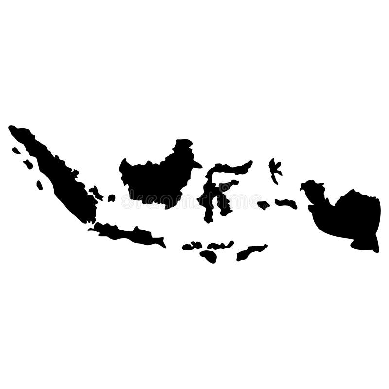 Indonesia - Solid Black Outline Border Map of Country Area. Simple Flat ...