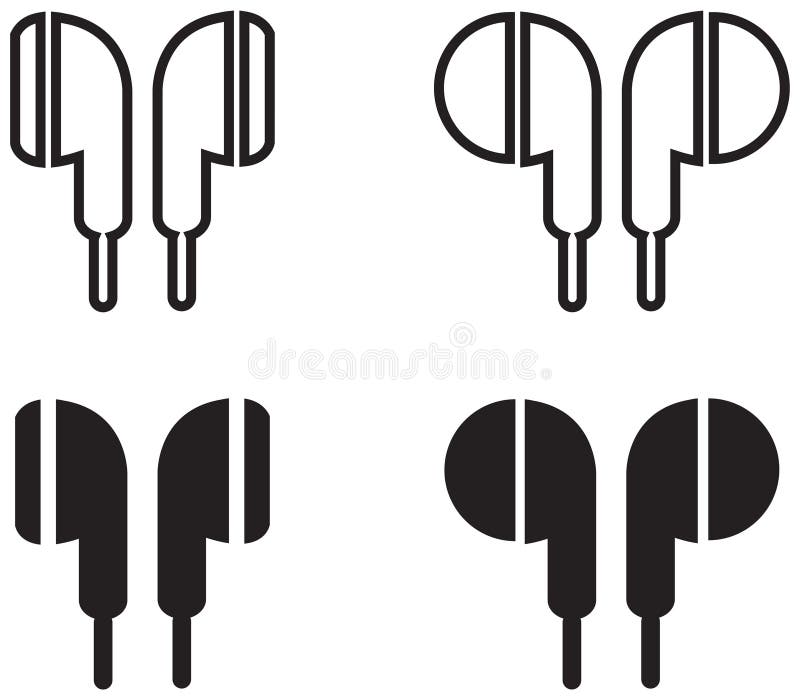 Earphone Icon Set, Earbuds Icon Stock Vector - Illustration of gadget ...