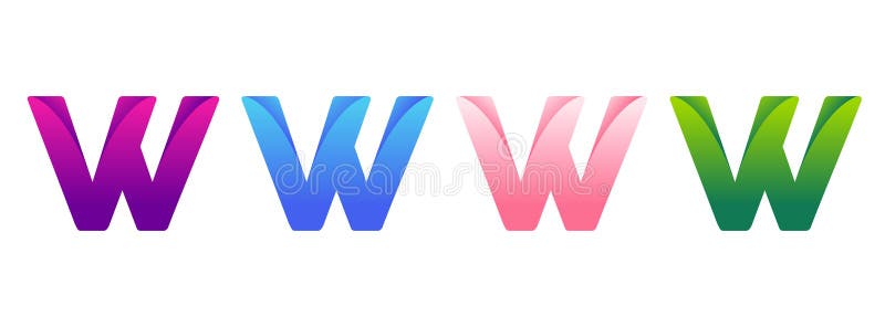 Letter W Logo in Four Different Colors Stock Vector - Illustration of ...