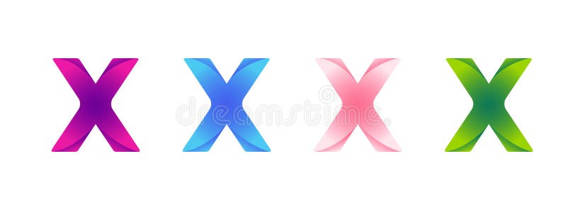 Letter X Logo in Four Different Colors Stock Vector - Illustration of ...
