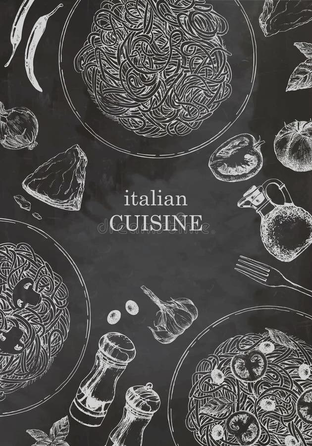 Traditional Italian Cuisine. Hand-drawn Illustration of Italian ...