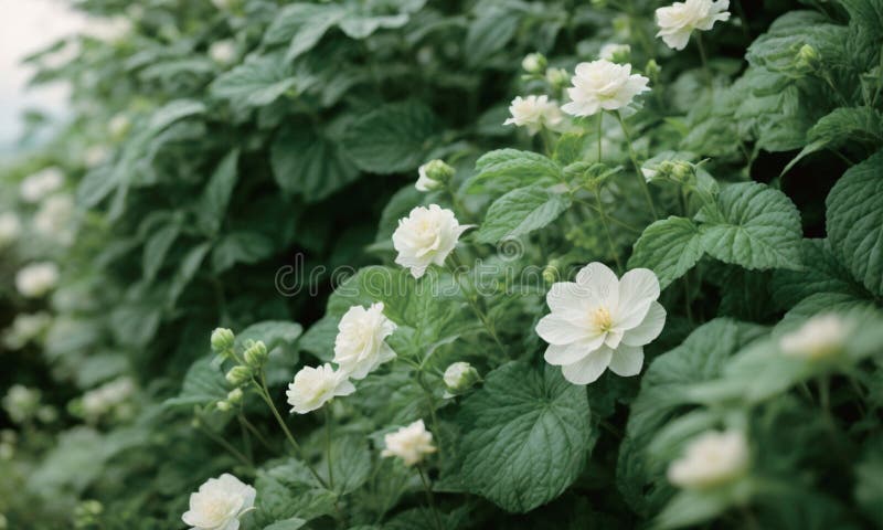 Exotic White Lower Bloom and Fresh Green Leafs Stock Photo - Image of ...