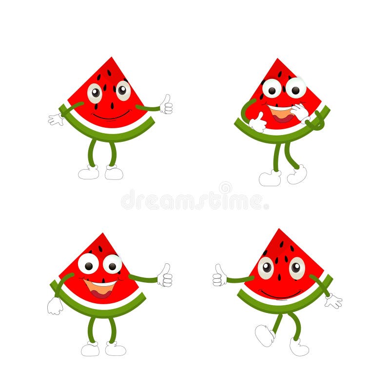 Watermelon Cartoon Fresh Fruit Vector Illustration Stock Vector ...