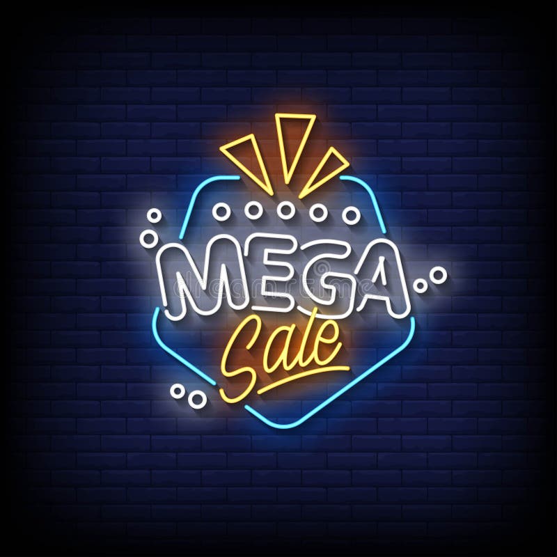 Neon Sign Mega Sale with Brick Wall Background Vector Stock Vector ...