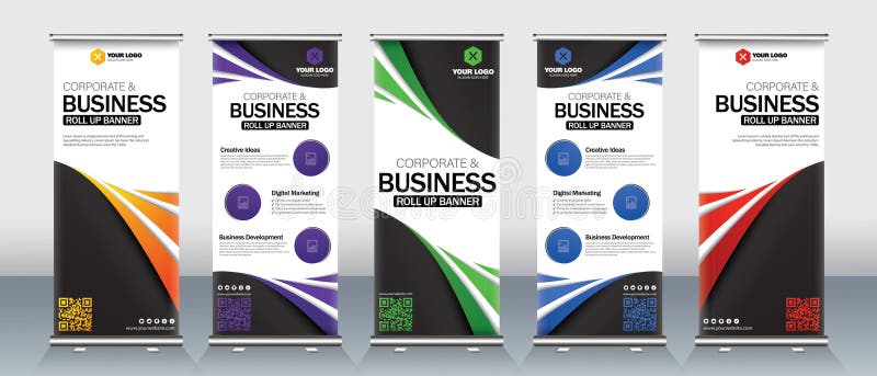 Modern Abstract Wave Business Roll Up Banner Vertical Template Design ...