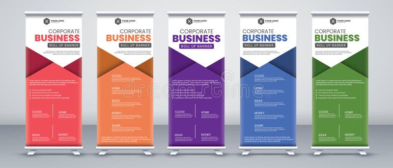 Vertical Roll Up Banner Design Signboard Advertising Template Vector X ...
