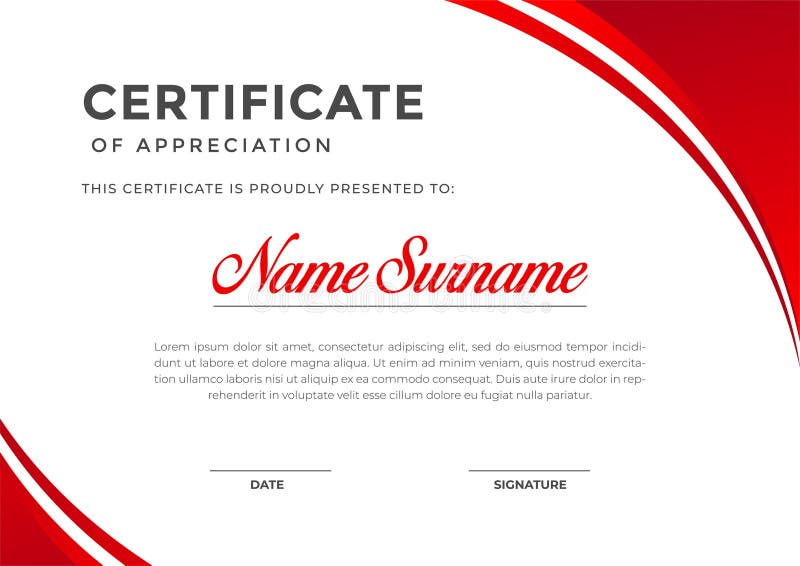 Elegant Red Gradient Color Certificate Template Stock Vector ...