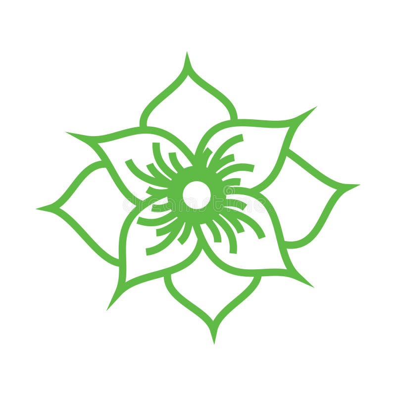 Flower Symbol in Line Style in Green. Flower Icon Stock Vector ...