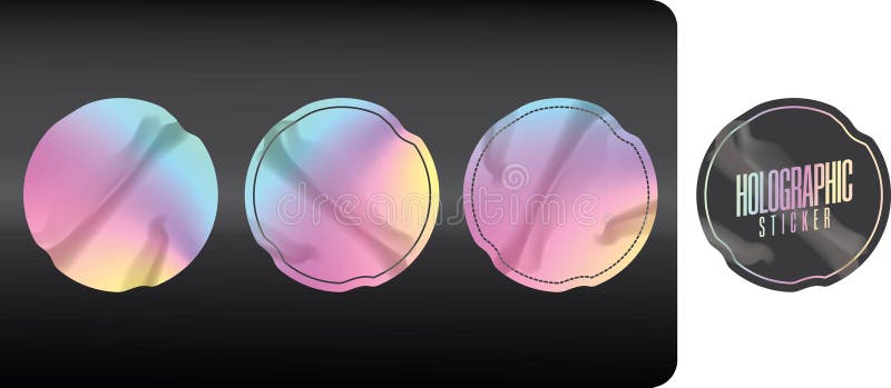 Holographic Stickers Silver Labels with Curl Edges Stock Vector ...