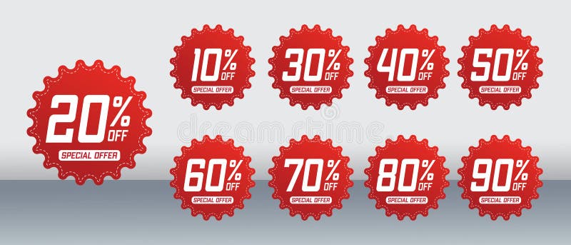 Discount Red Sale Tag Isolated Vector Illustration. Discount Offer ...