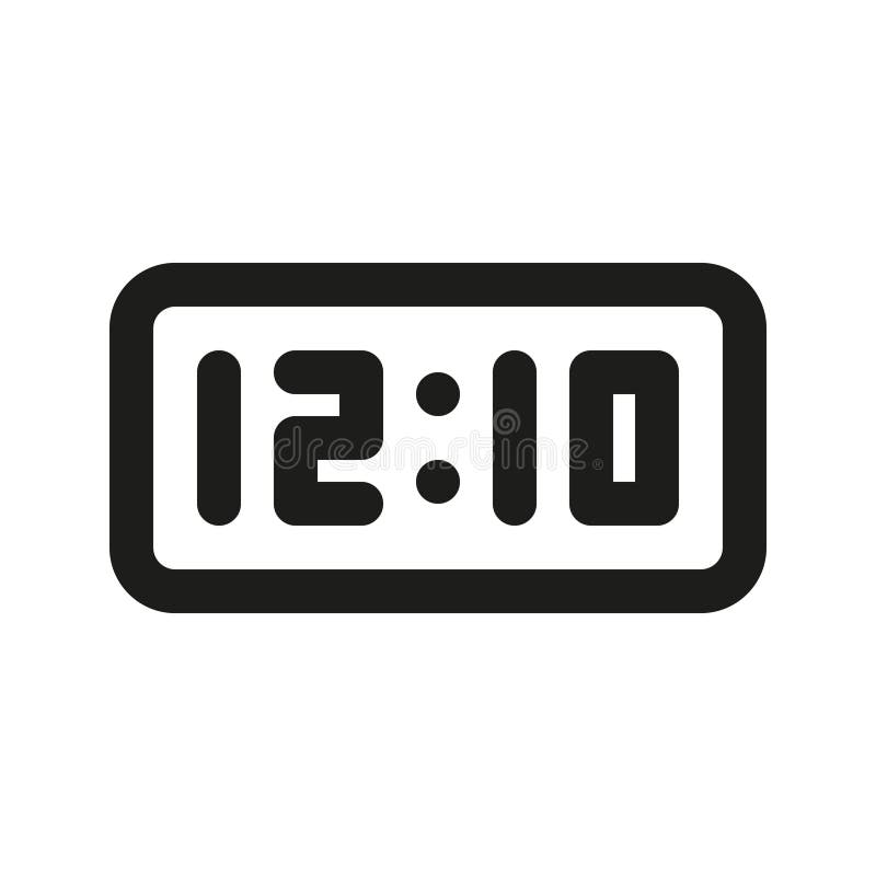 Digital Clock Outline Style Icon Stock Vector - Illustration of simple ...