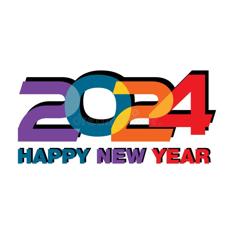 Happy New Year 2024 Text Design. Colored Numbers. Vector Illustration ...