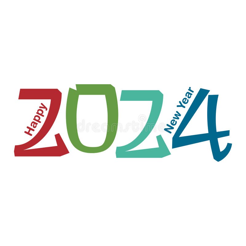 Happy New Year 2024 Text Design. Colored Numbers. Vector Illustration ...