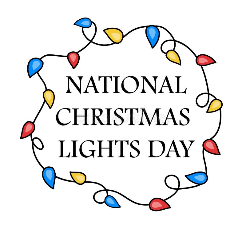National Christmas Lights Day. Christmas Round Frame Logo Light Bulbs ...