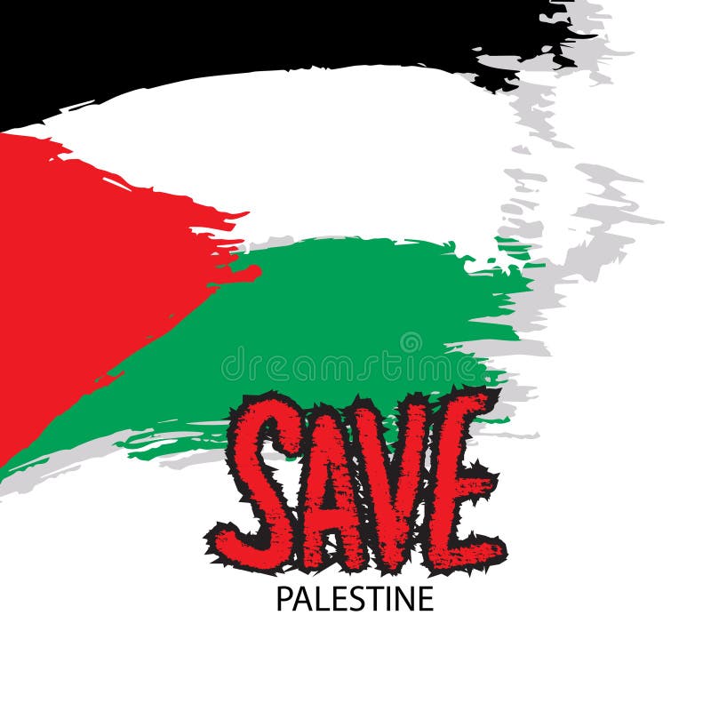 Save Palestine with Flag of Palestine. Stock Vector - Illustration of ...
