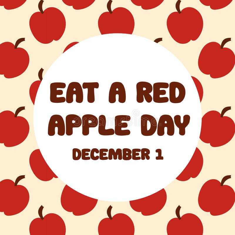 Eat a Red Apple Day. Greeting Card, Vector Illustration with Red Apple ...