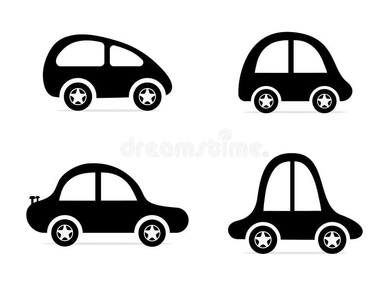 Silhouette Cartoon Cars Simple Cute Vector Illustration Stock Vector ...
