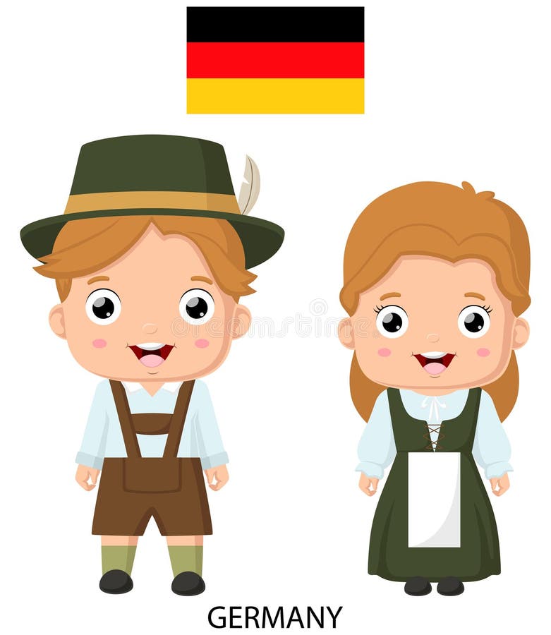 Cute Germany Boy and Girl in National Clothes Stock Vector ...