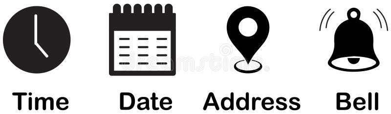 Place, Time, Date and Notification Line Icon Set Stock Vector ...