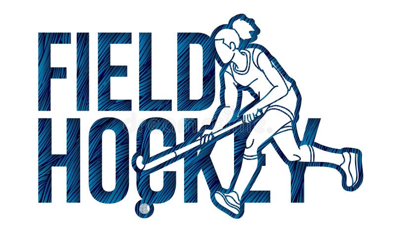 Field Hockey Font Design with Female Player Action Cartoon Graphic ...