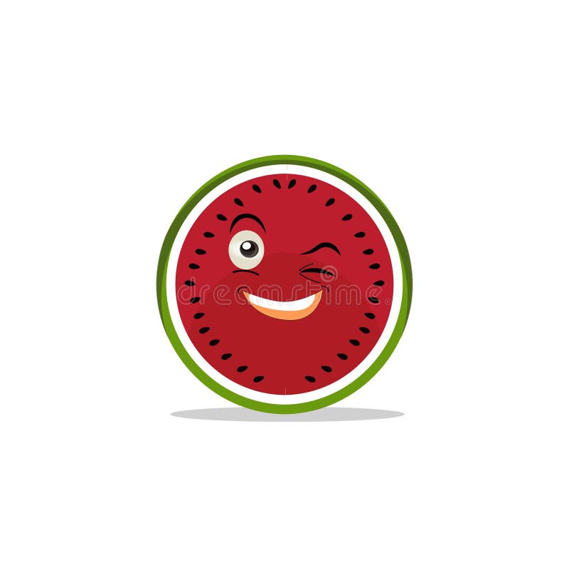 Watermelon Slice Character with Funny Face. Happy Cute Cartoon ...