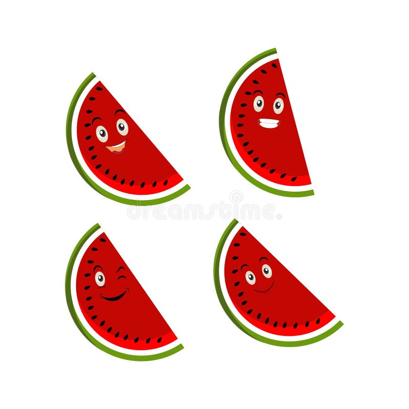 Watermelon Slice Character with Funny Face. Happy Cute Cartoon ...