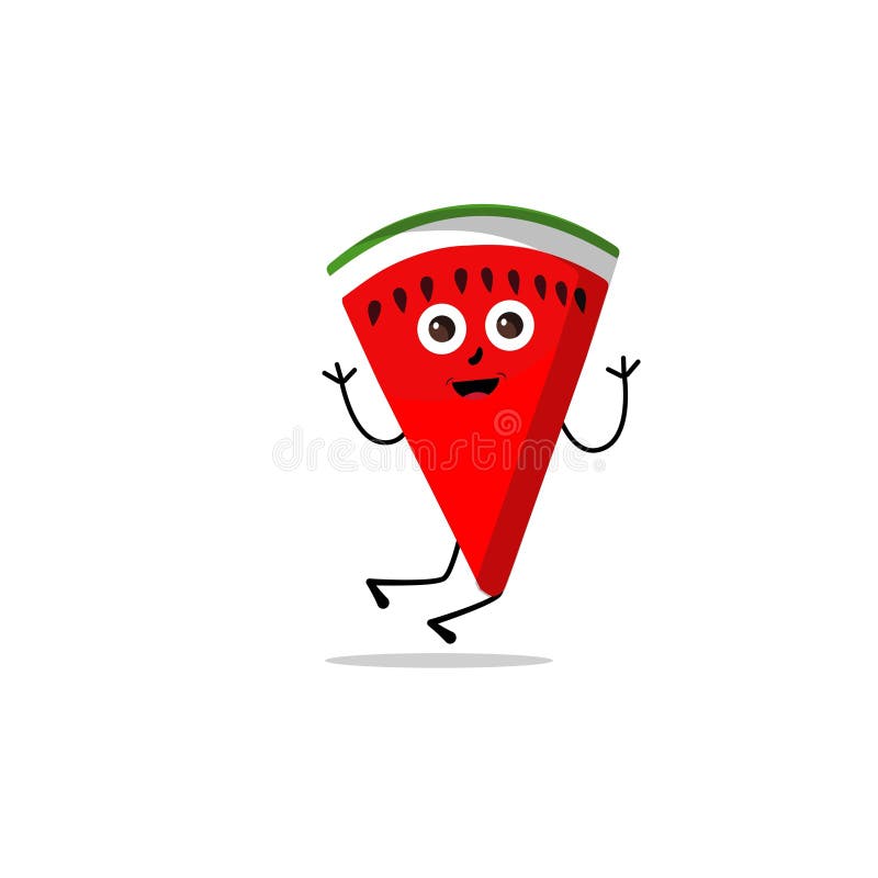 Watermelon Slice Character with Funny Face. Happy Cute Cartoon ...