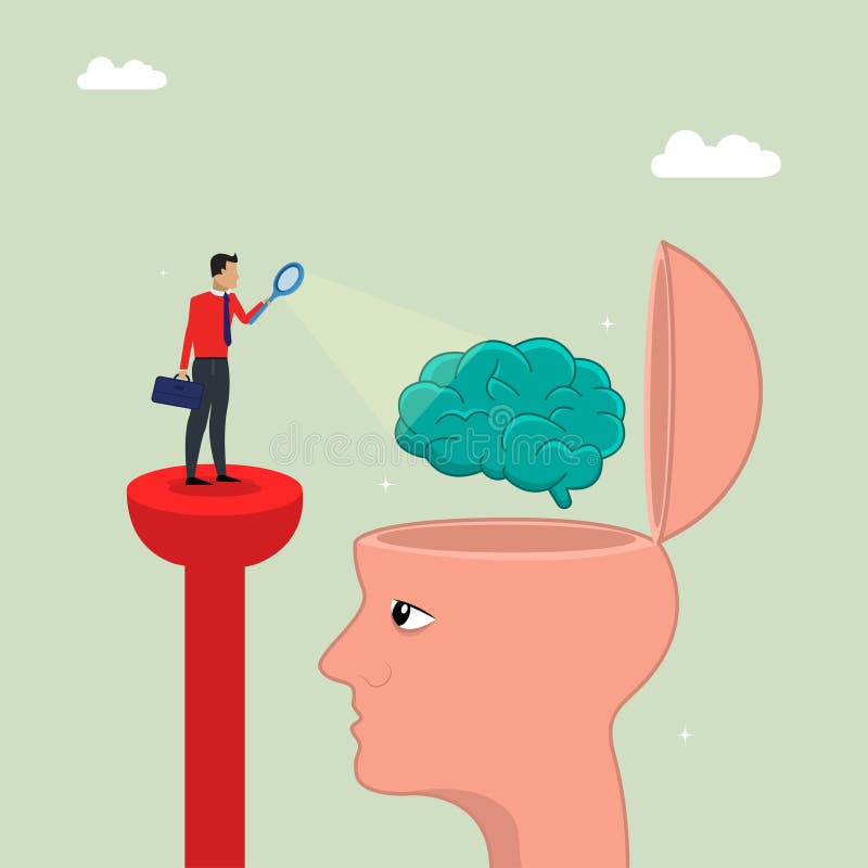 Man Analysis, Looking Mind Power Concept Business Man Opening a Human ...