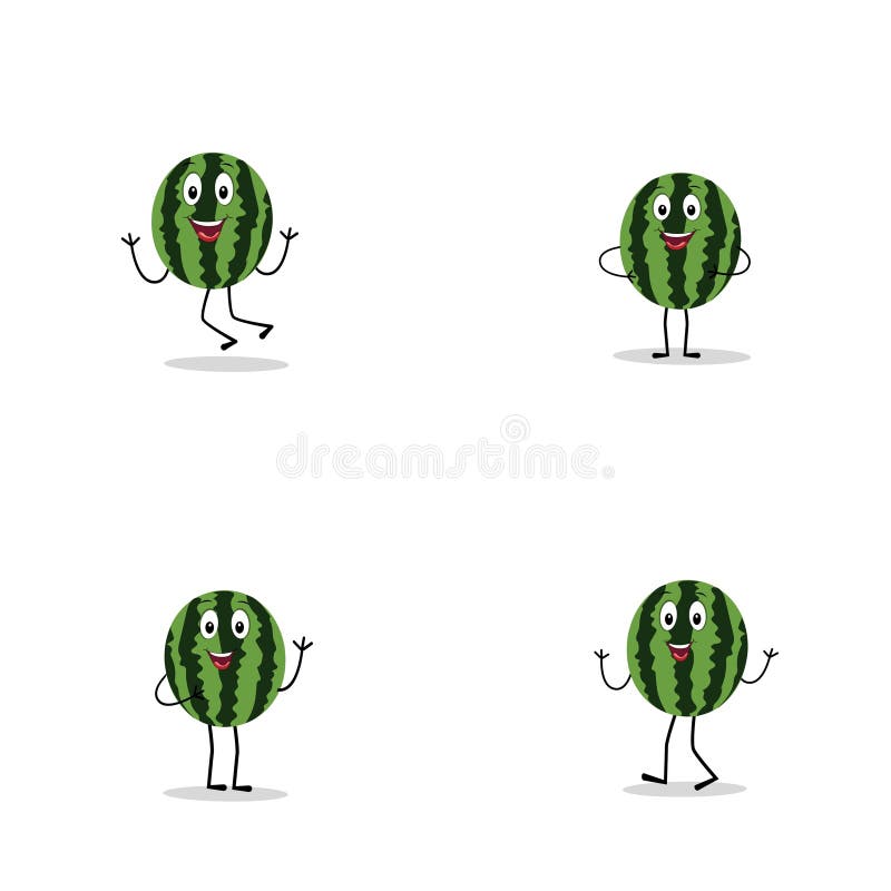 Watermelon Character with Various Face Expressions. Stock Vector ...