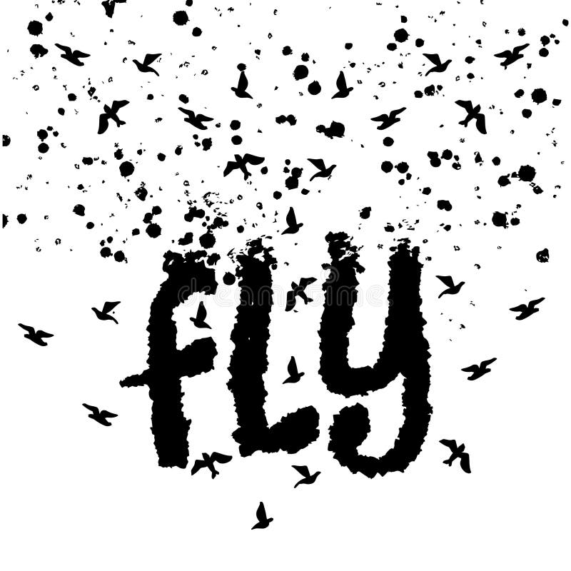 Lettering Word Fly Doodle. Grunge Hand Drawn Lettering. Ink ...
