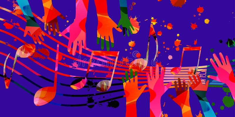 Colorful Musical Poster with Musical Notes Attached To Barbed Wire ...