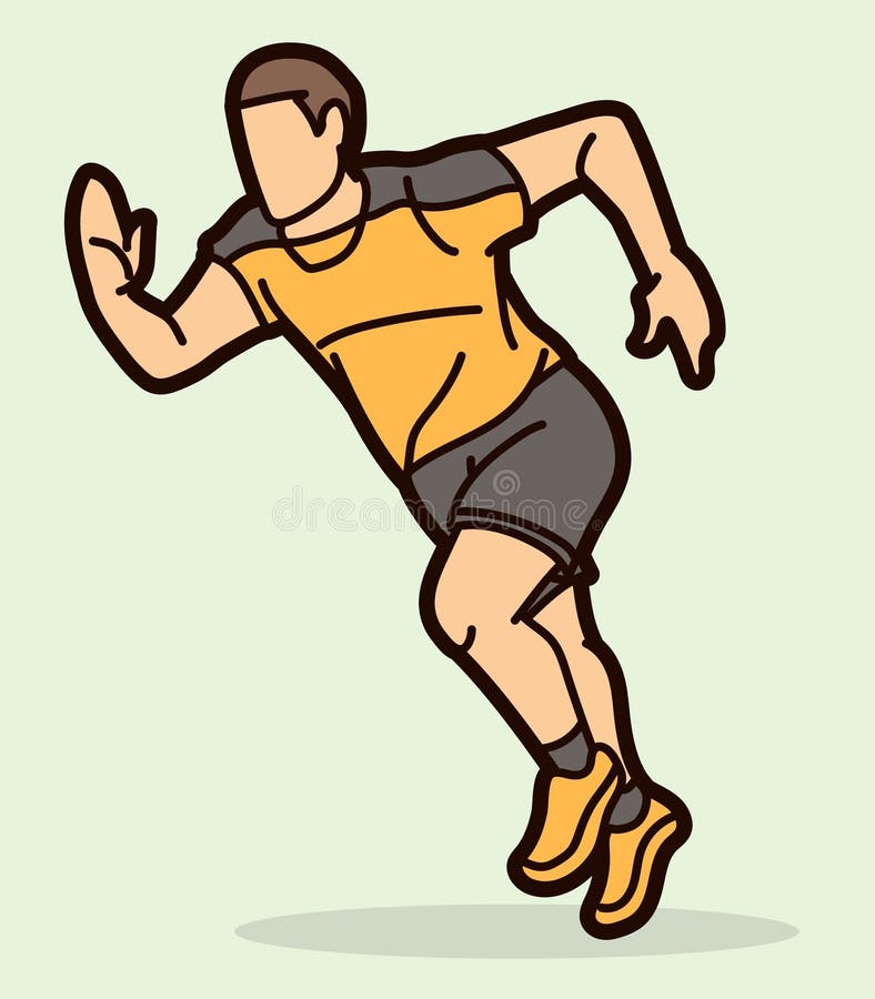 A Man Start Running Action Marathon Runner Cartoon Sport Graphic Stock ...
