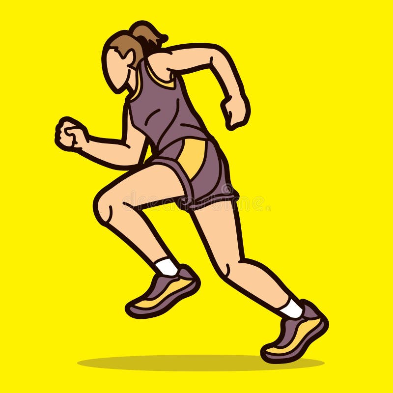 A Woman Start Running Action Marathon Runner Cartoon Sport Graphic ...
