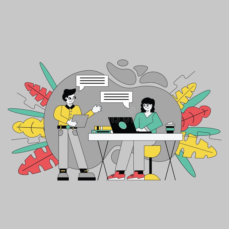 Vector Dynamic Home Office: Progressive Work Vector Art Stock Vector ...